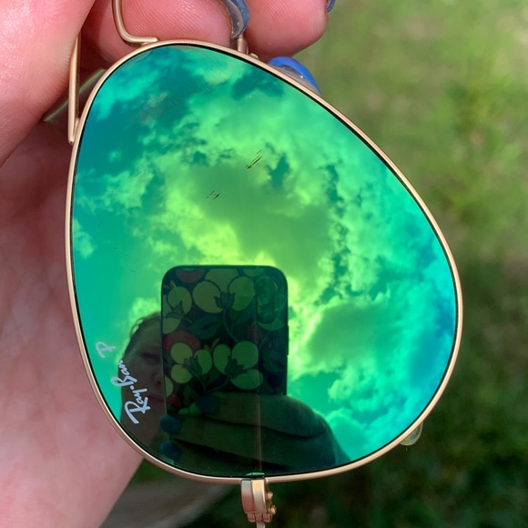 Ray-Ban | Accessories | Ray Ban Polarized Green Flash Aviators | Poshmark